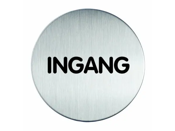 Pictogram Ingang | rvs rond 8,3 cm zelfklevend