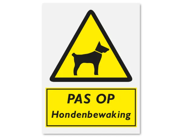 Waarschuwingsbord Pas op hondenbewaking van Aluminium vanaf