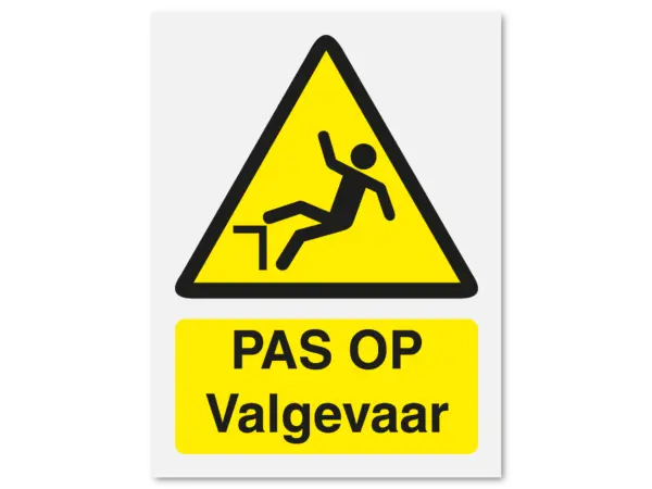 Waarschuwingsbord Pas op valgevaar van Aluminium vanaf 15 x