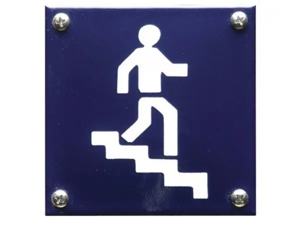 Pictogram trap van Emaille |10 x 10 cm | schroeven | blauw