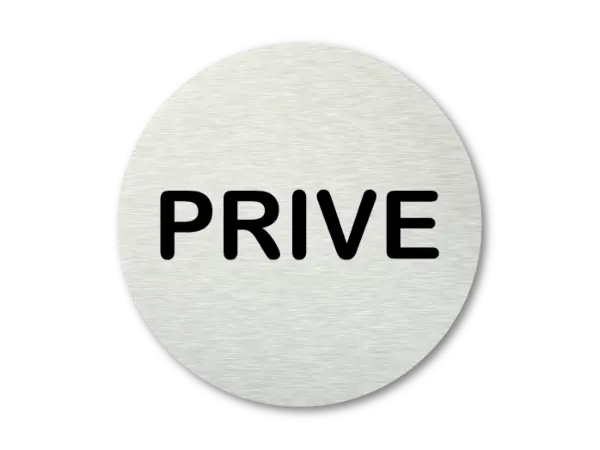 Pictogram Prive rvs look rond Ø 8,5 cm