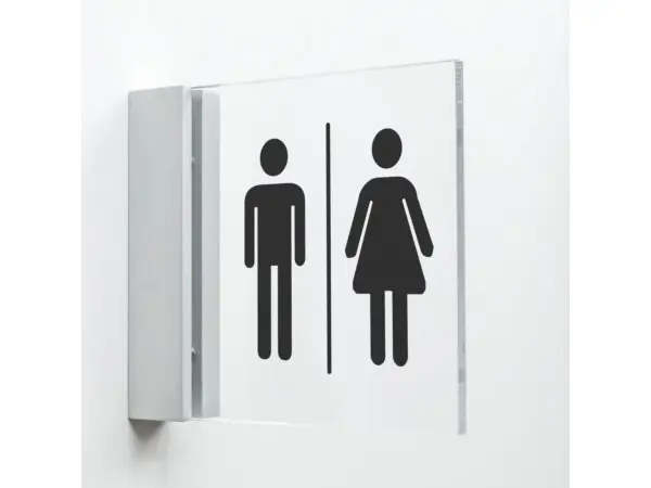 Pictogram Toiletten - Plexiglas bord met haakse wandhouder