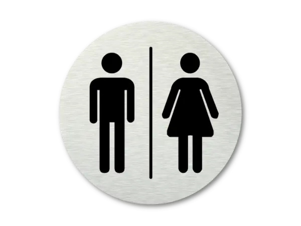 Pictogram Toiletten rvs look rond Ø 8,5 cm