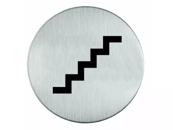 Pictogram Trap | rvs rond 8,3 cm zelfklevend