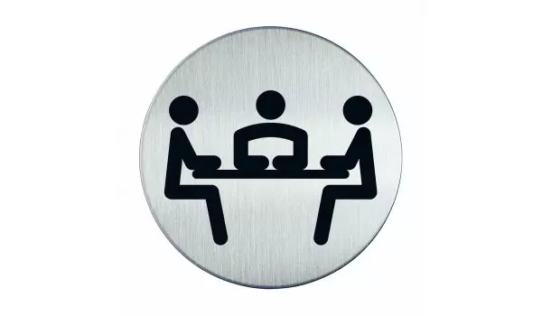 Pictogram Vergaderruimte, spreekruimte | rvs rond 8,3 cm zelfklevend