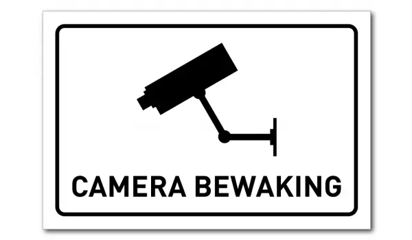 Waarschuwingsbord Camerabewaking wit