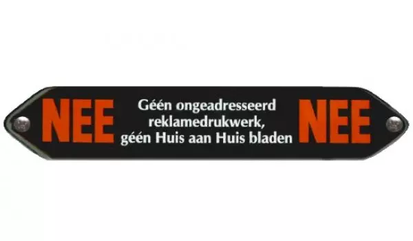 Emaille geen ongewenste reclame Nee Nee