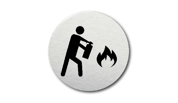 Pictogram Brandblusser rvs look rond Ø 8,5 cm