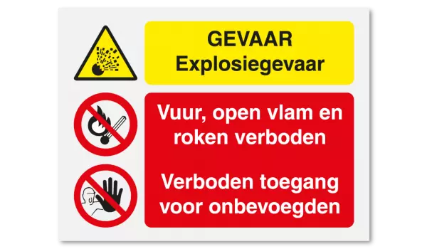 Gevaar Explosiegevaar - vuur, open vlam en roken en onbevoegden ...