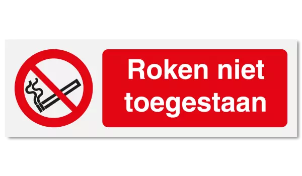 Verbodsbord Roken niet toegestaan van Aluminium 30 x 10 cm