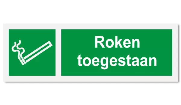 Verbodsbord Roken toegestaan van Aluminium 30 x 10 cm