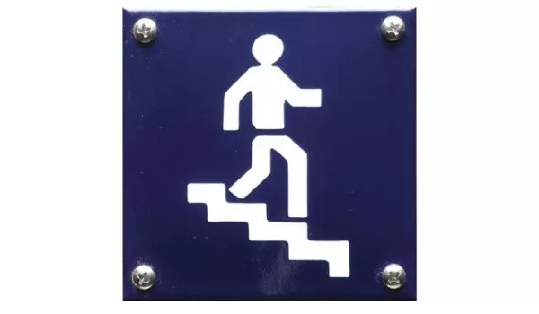 Pictogram trap van Emaille |10 x 10 cm | schroeven | blauw | gebold