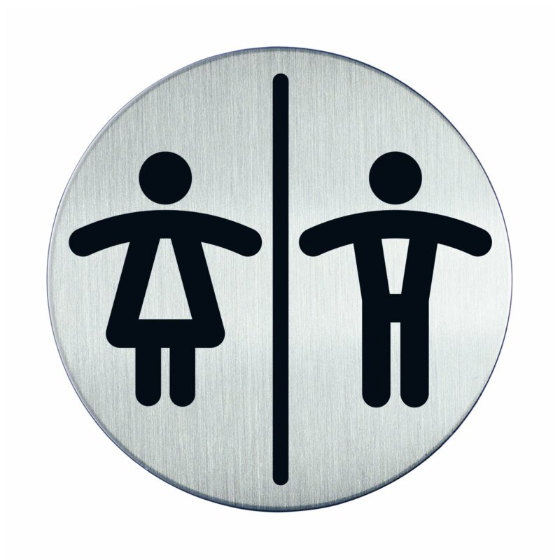 Pictogram Toiletten | rvs rond 8,3 cm zelfklevend