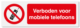 Verbodsbord Verboden voor mobiele telefoons van Aluminium 30 x 10 cm
