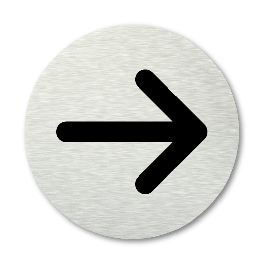 Pictogram Pijl rvs look rond Ø 8,5 cm