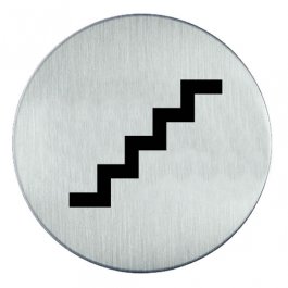 Pictogram Trap | rvs rond 8,3 cm zelfklevend