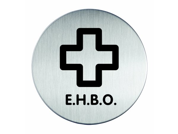 Pictogram EHBO | rvs rond 8,3 cm zelfklevend