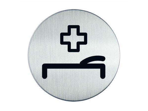 Pictogram EHBO post | rvs rond 8,3 cm zelfklevend