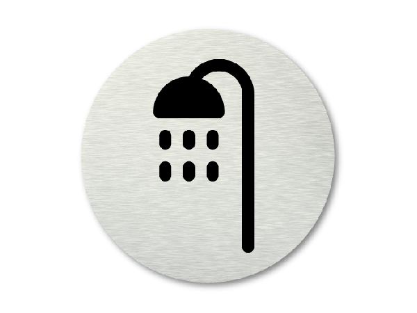 Pictogram Douche rvs look rond Ø 8,5 cm