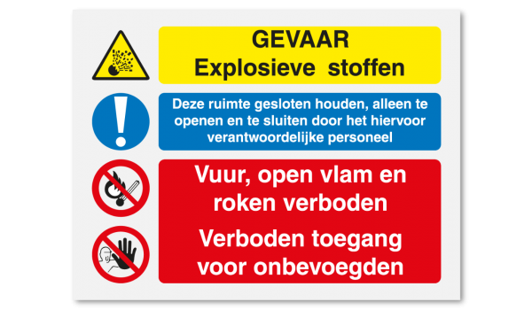Gevaar explosieve stoffen - vuur, open vlam en roken en onbevoegden ... Gevaar explosieve stoffen - vuur, open vlam en roken en onbevoegden ...